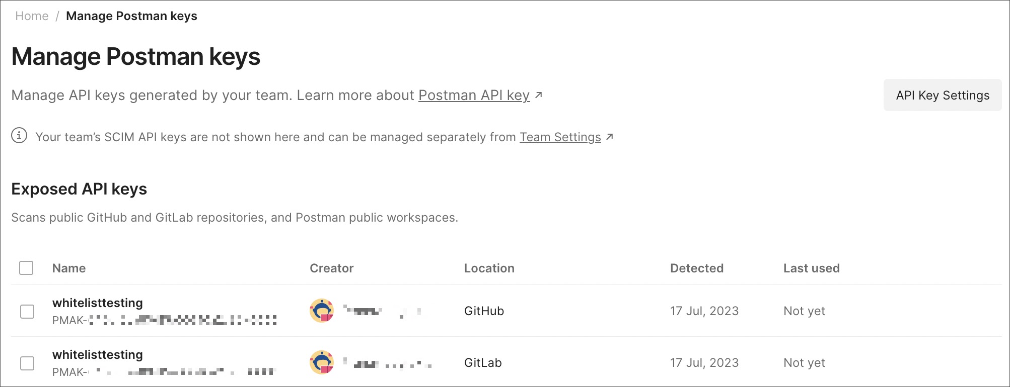 Manage Api Keys Postman Learning Center