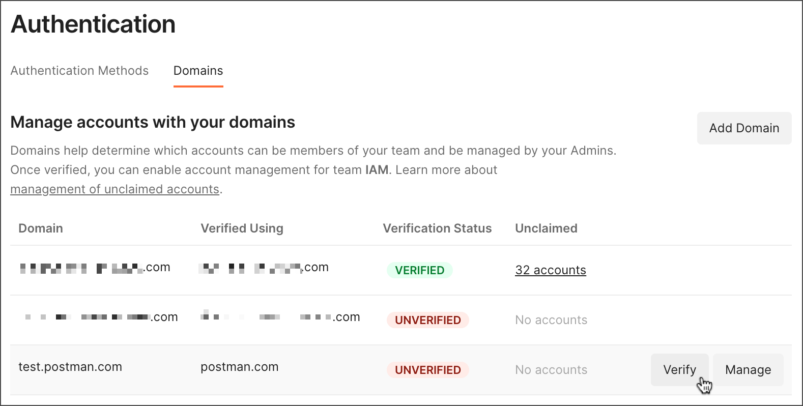 Verify your organization's domain in Postman | Postman Learning Center